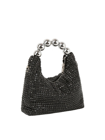 Beaded handle rhinestone evening bag – Handbag Factory