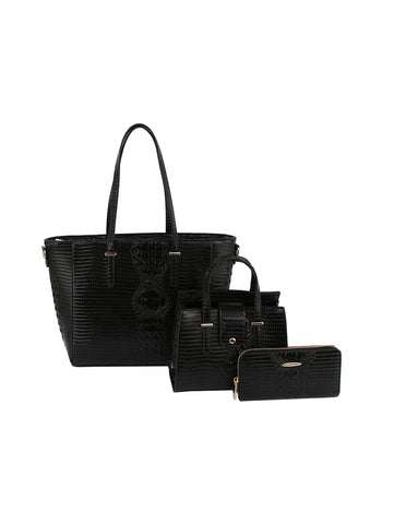 3 in 1 crocodile leather bag, satchel and purse set – Handbag Factory