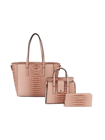 3 in 1 crocodile leather bag, satchel and purse set – Handbag Factory